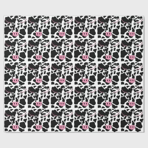 Cow Face with Cow Print Wrapping Paper | Zazzle