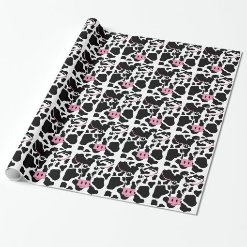 Cow Face with Cow Print Wrapping Paper | Zazzle