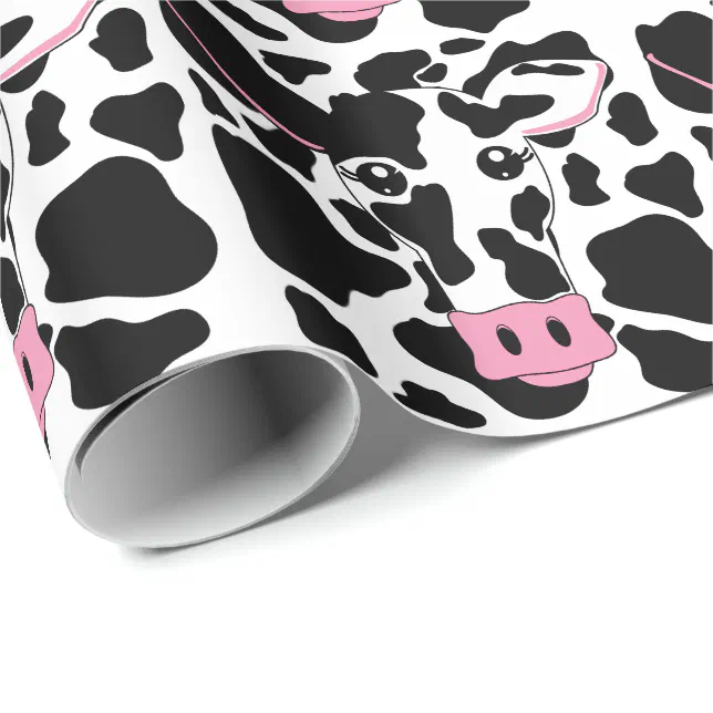 Cow Face with Cow Print Wrapping Paper | Zazzle