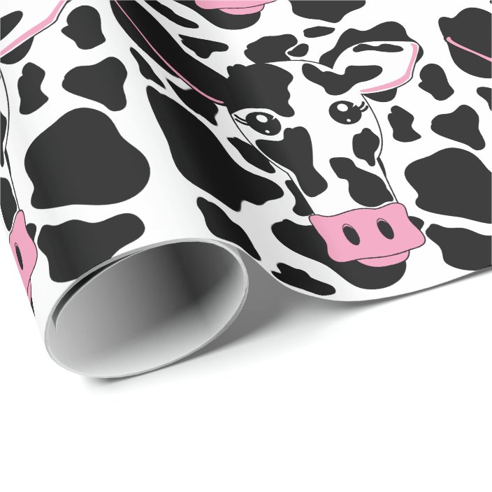 Cow Face with Cow Print Wrapping Paper | Zazzle.com