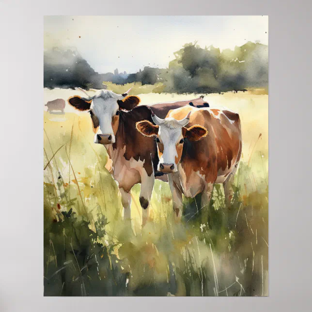 Cow Farm Animal Art Print Poster | Zazzle
