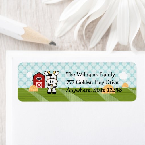 Cow Farm Barn Return Address Labels | Zazzle