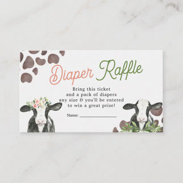 Cow Farm Gender Reveal Diaper Raffle Card | Zazzle