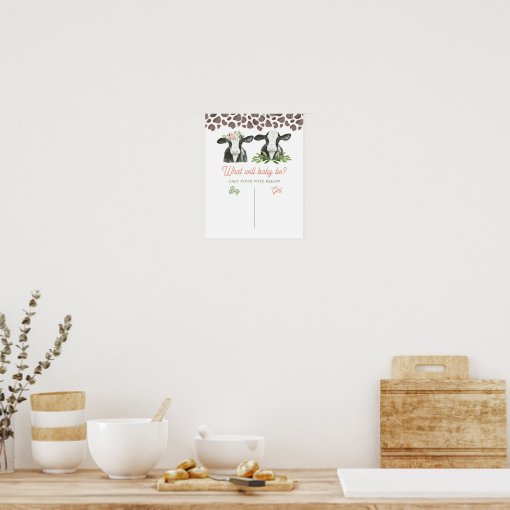 Cow Farm Gender Reveal Voting Board Poster | Zazzle