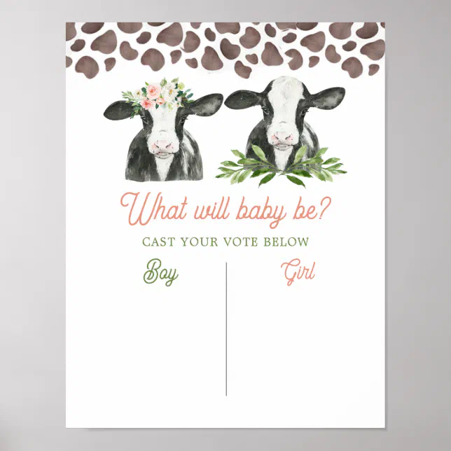 Cow Farm Gender Reveal Voting Board Poster | Zazzle Cow Farm Gender Reveal Voting Board Poster | Zazzle