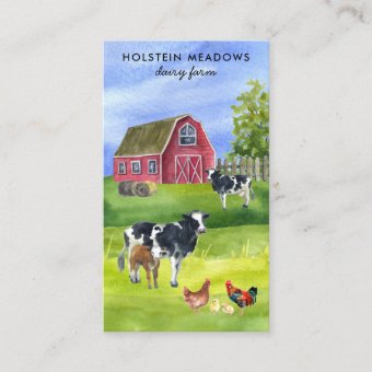 Cow Farm Holstein Dairy Farmer Custom QR Code Business Card | Zazzle