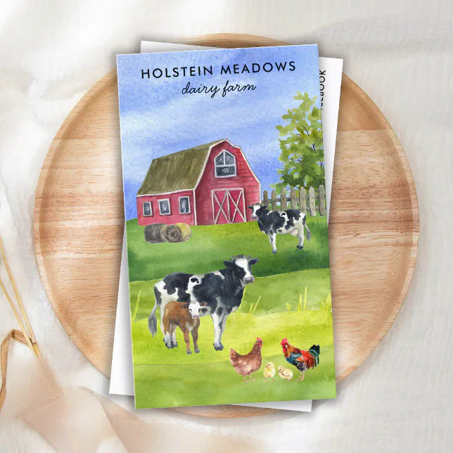 Cow Farm Holstein Dairy Farmer Custom QR Code Business Card | Zazzle