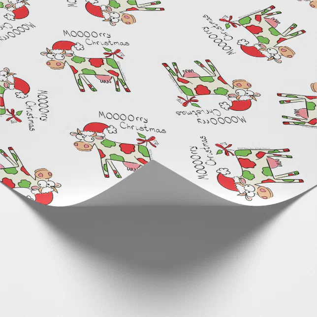 Cow Funny Cartoon Christmas Holiday Wrapping Paper | Zazzle