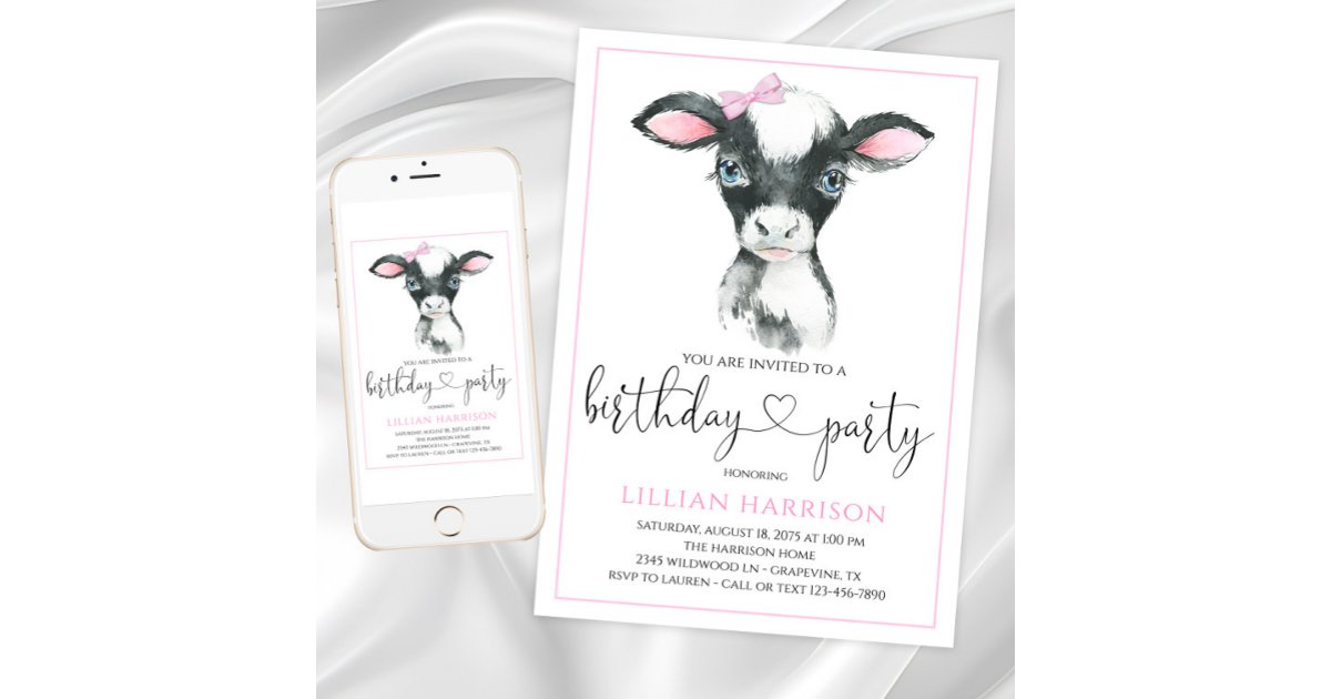 Cow Girl Farm Birthday Party Invitations | Zazzle