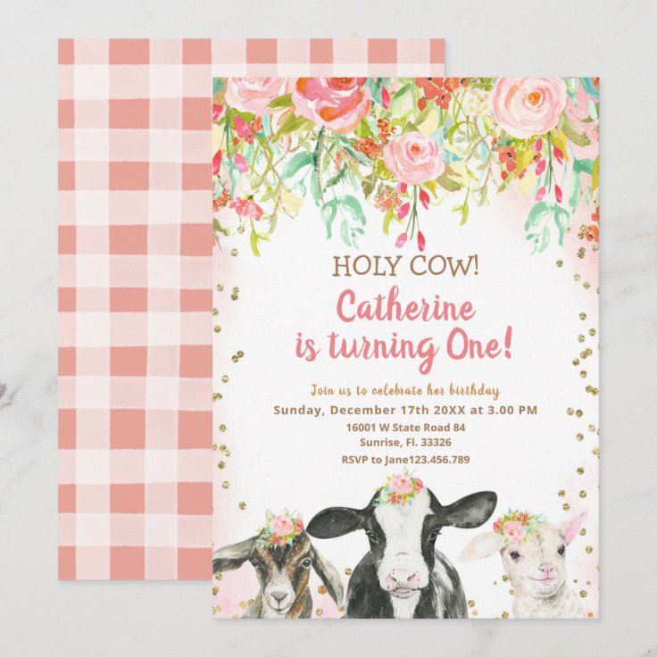 Cow Girl Floral Birthday Invitation | Zazzle
