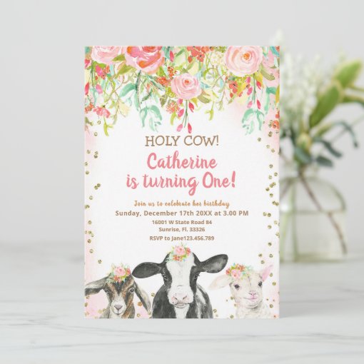 Cow Girl Floral Birthday Invitation | Zazzle
