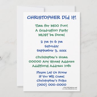 Cow - Graduation Party Invitation | Zazzle