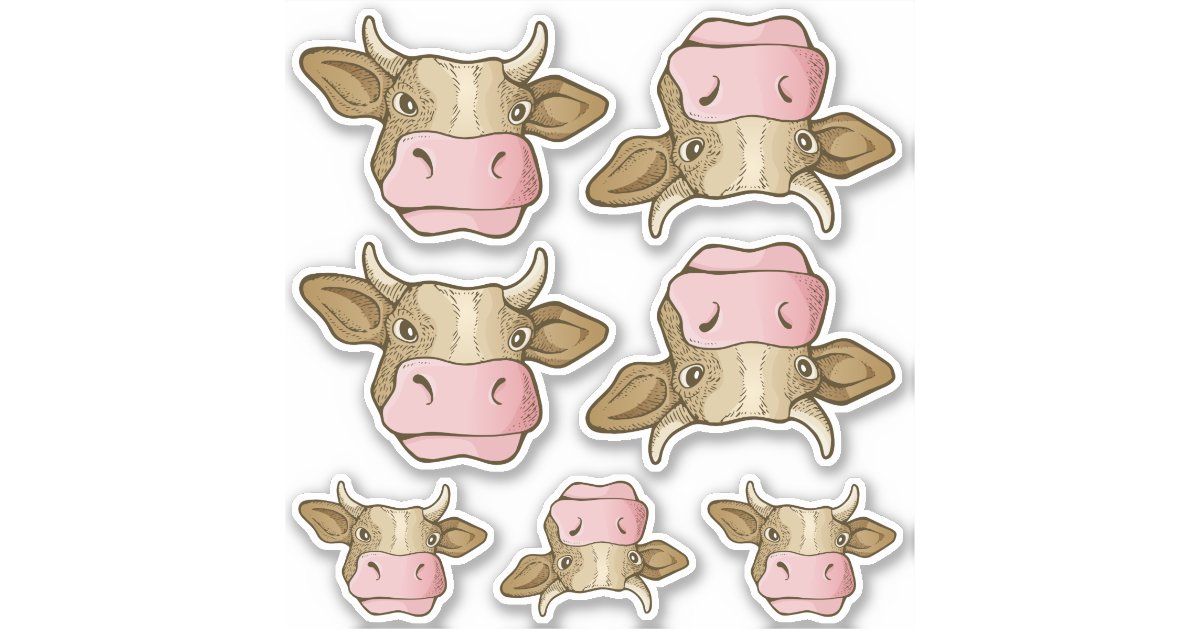 Cow Head Sticker Set | Zazzle