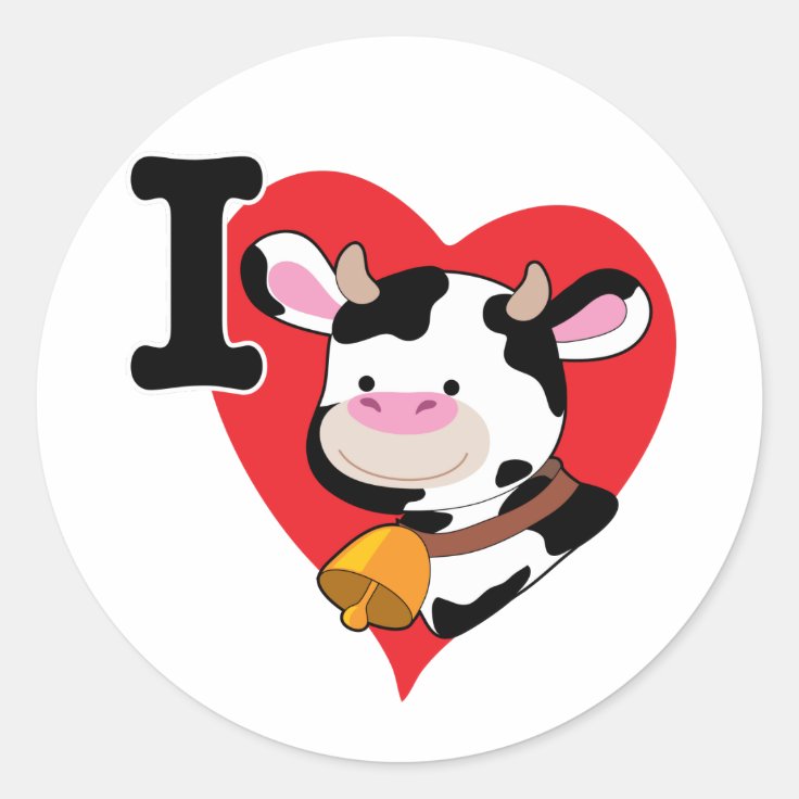 Cow Heart Classic Round Sticker | Zazzle