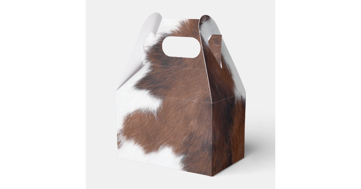 cow hide brown white favor box | Zazzle