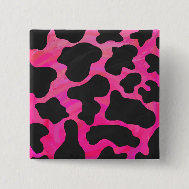 Cow Hot Pink and Black Print Pinback Button | Zazzle