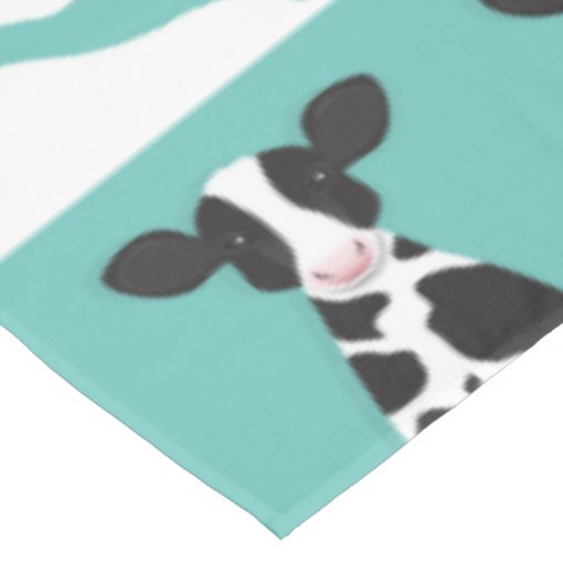 Cow Illustration Teal Reverse Print Farm Animal Tablecloth | Zazzle