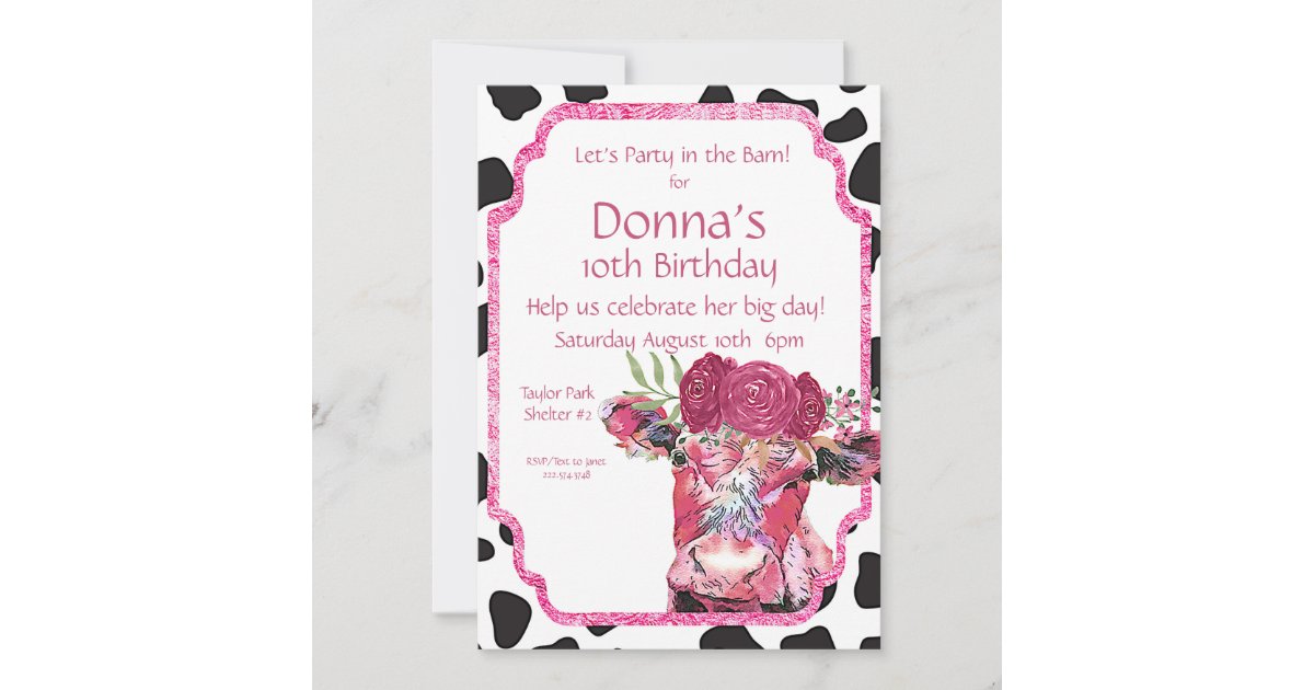 Cow Invitation, Cow Birthday Party Invitation | Zazzle