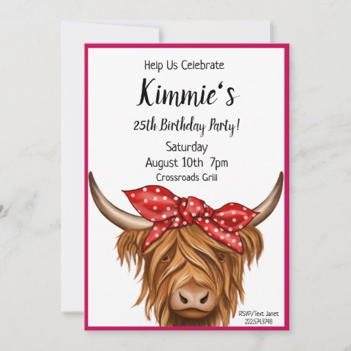 Cow Invitation, Highland Cow Birthday Invitation | Zazzle