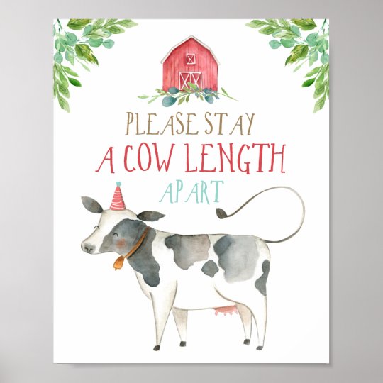 Cow Length Apart Farm Animals Barnyard Birthday Poster | Zazzle.com
