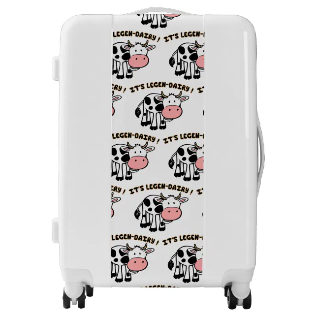 Cow Luggage "Legen-dairy" pun funny pattern | Zazzle