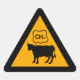 Cow Methane Warning Triangle Sticker | Zazzle