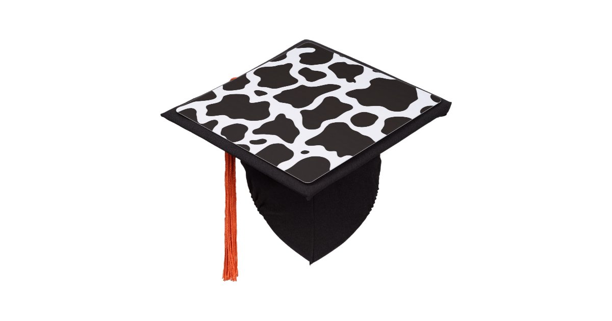 Cow pattern background graduation cap topper | Zazzle