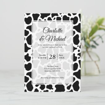 Cow Pattern Background Wedding Invitation | Zazzle