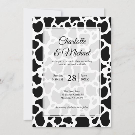 Cow Pattern Background Wedding Invitation | Zazzle.com