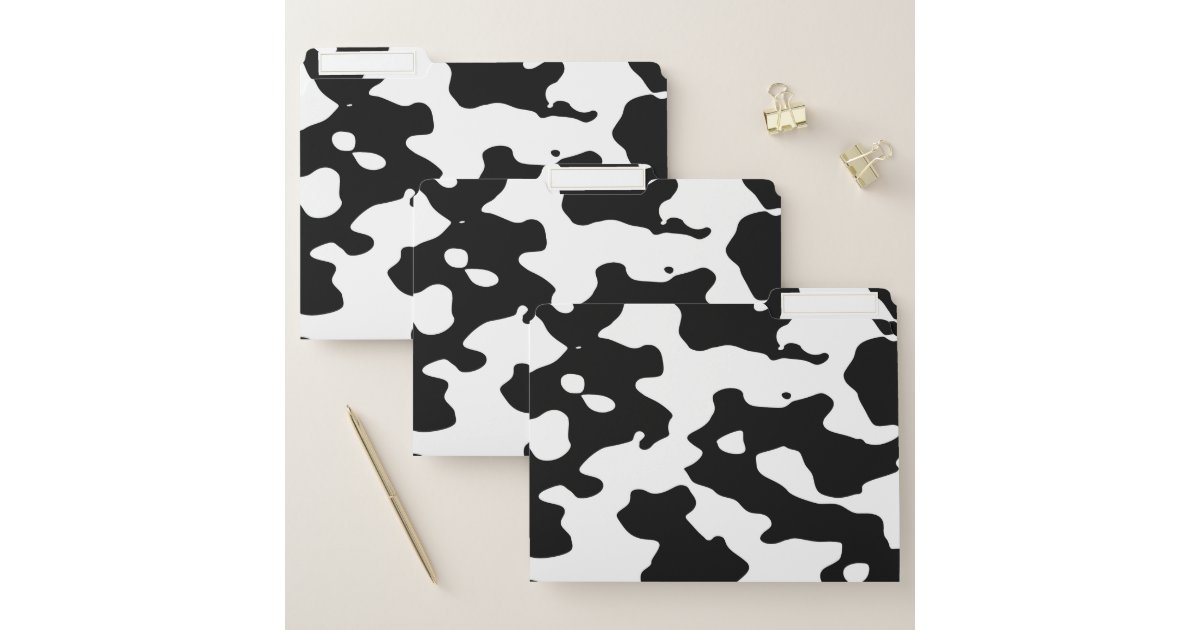 Cow Pattern Black and White File Folder | Zazzle