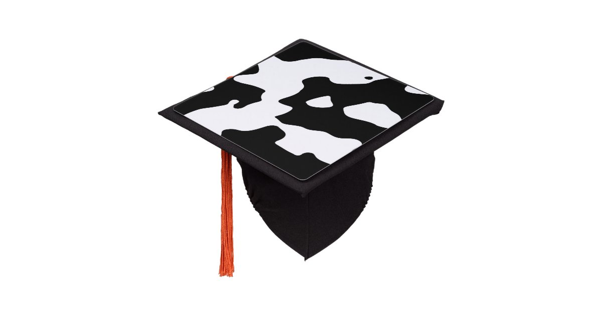 Cow Pattern Black and White Graduation Cap Topper | Zazzle