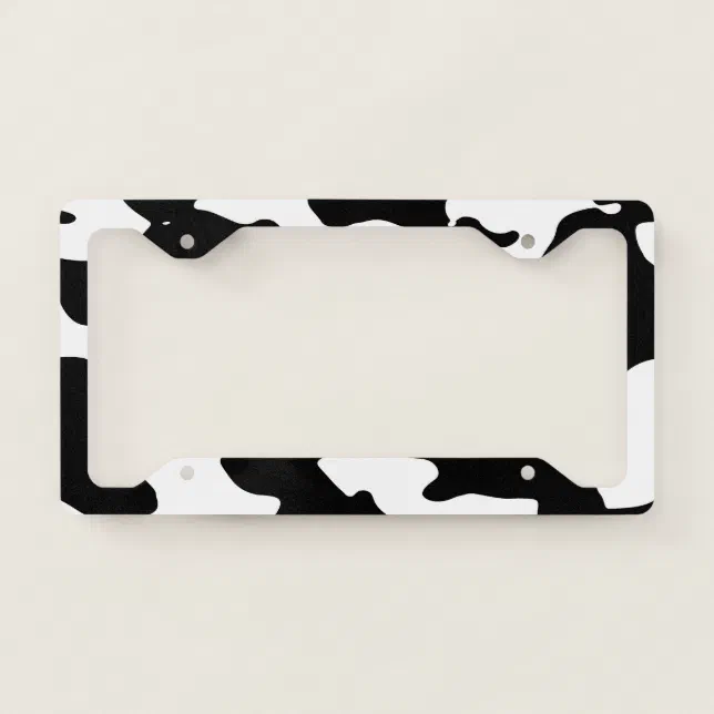 Cow Pattern Black and White License Plate Frame | Zazzle