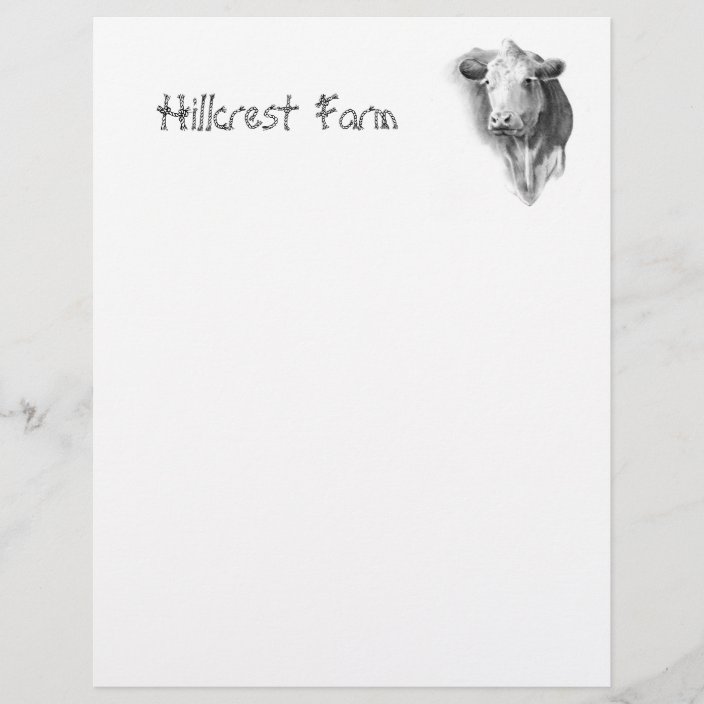 COW: PENCIL: FARM: LETTERHEAD | Zazzle.com