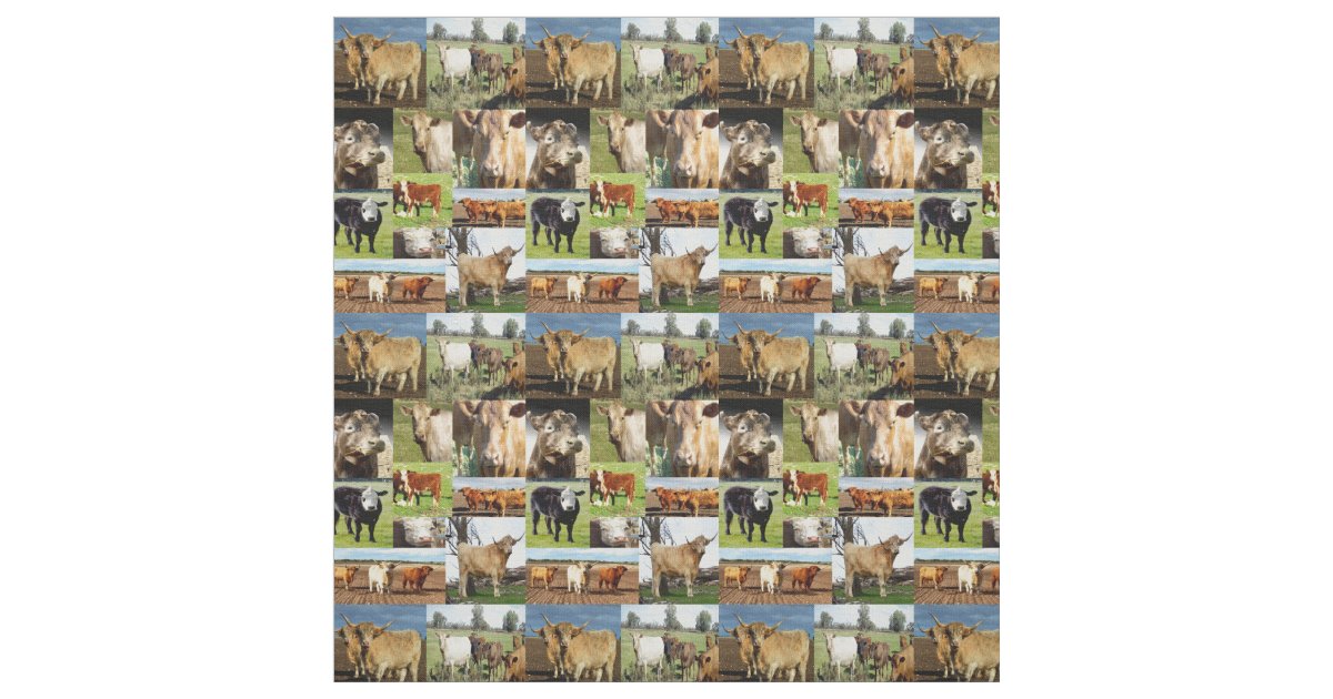 Cow Photo Collage, Fabric | Zazzle