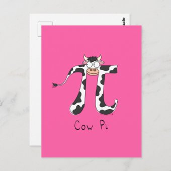 Cow Pi Symbol Funny Math Postcard | Zazzle
