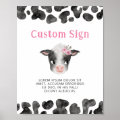 Cow Pink Birthday Party Custom Sign | Zazzle