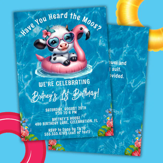 Cow Pool Birthday Party Invitation | Zazzle