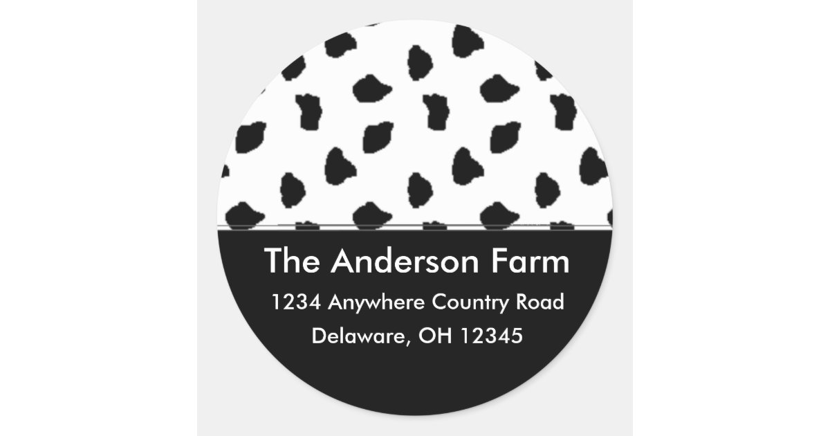 Cow Print Address Labels/Stickers Classic Round Sticker | Zazzle