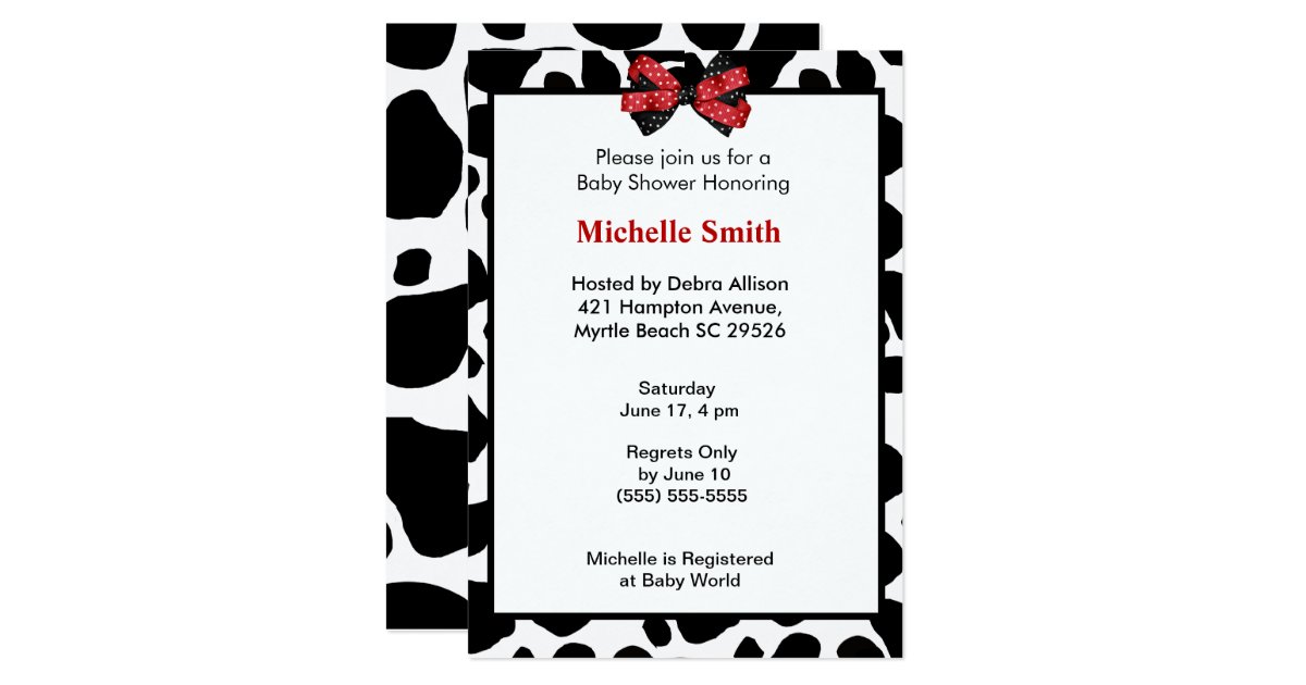 Cow Print Baby Shower Invitations | Zazzle