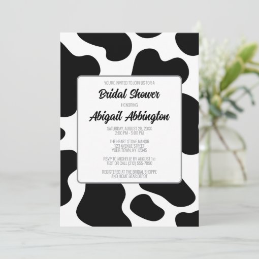 Cow Print Bridal Shower Invitation | Zazzle
