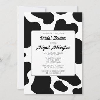 Cow Print Bridal Shower Invitation | Zazzle