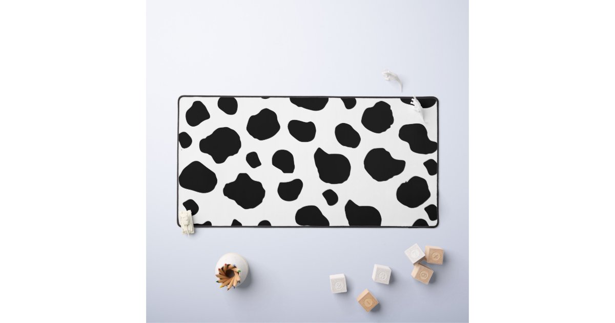 Cow Print, Cow Pattern, Cow Spots, Black And White Desk Mat | Zazzle
