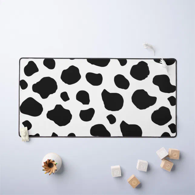 Cow Print, Cow Pattern, Cow Spots, Black And White Desk Mat | Zazzle