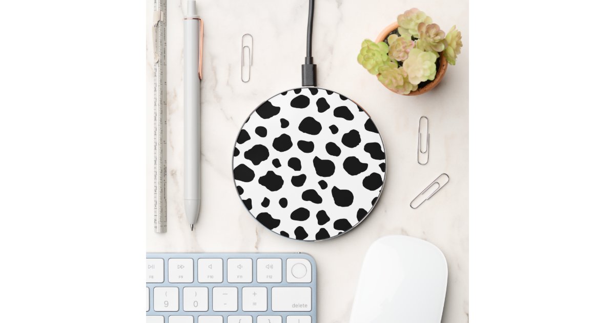 Cow Print, Cow Pattern, Cow Spots, Black And White Wireless Charger ...