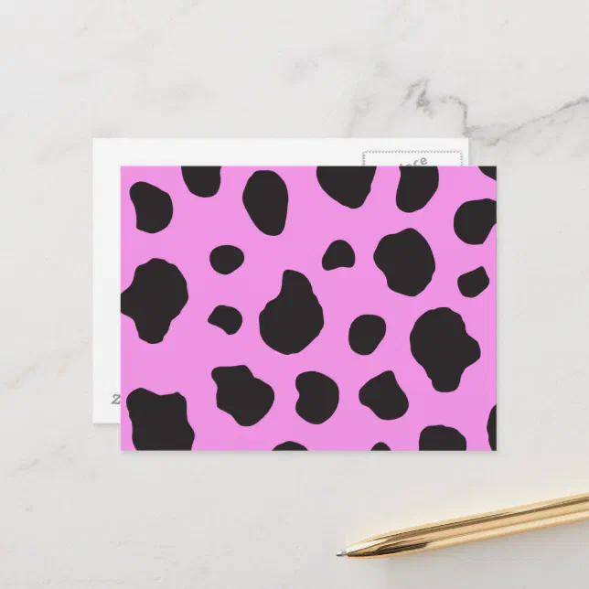 Cow Print, Cow Pattern, Cow Spots, Pink Cow Postcard | Zazzle