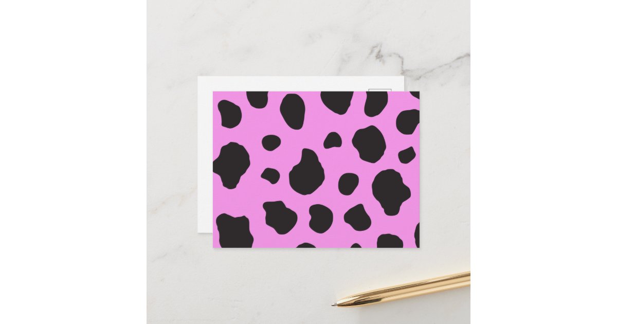 Cow Print, Cow Pattern, Cow Spots, Pink Cow Postcard | Zazzle