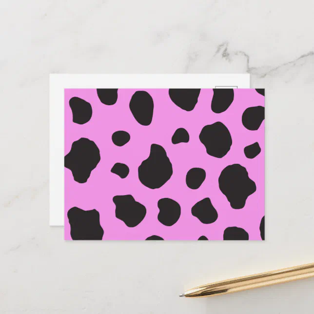 Cow Print, Cow Pattern, Cow Spots, Pink Cow Postcard | Zazzle