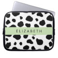 Cow Print, Cow Spots, Black And White, Your Name Laptop Sleeve | Zazzle