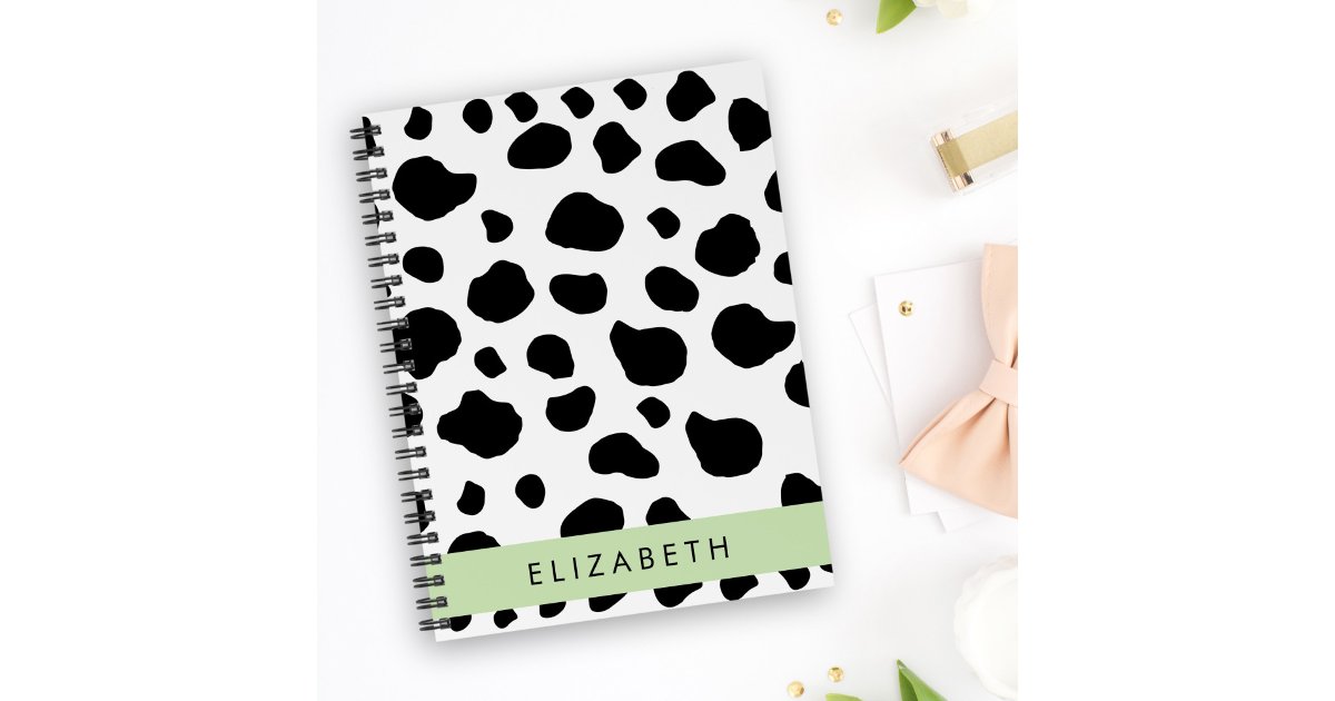 Cow Print, Cow Spots, Black And White, Your Name Planner | Zazzle