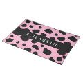 Cow Print, Cow Spots, Pink Cow, Your Name Cloth Placemat | Zazzle